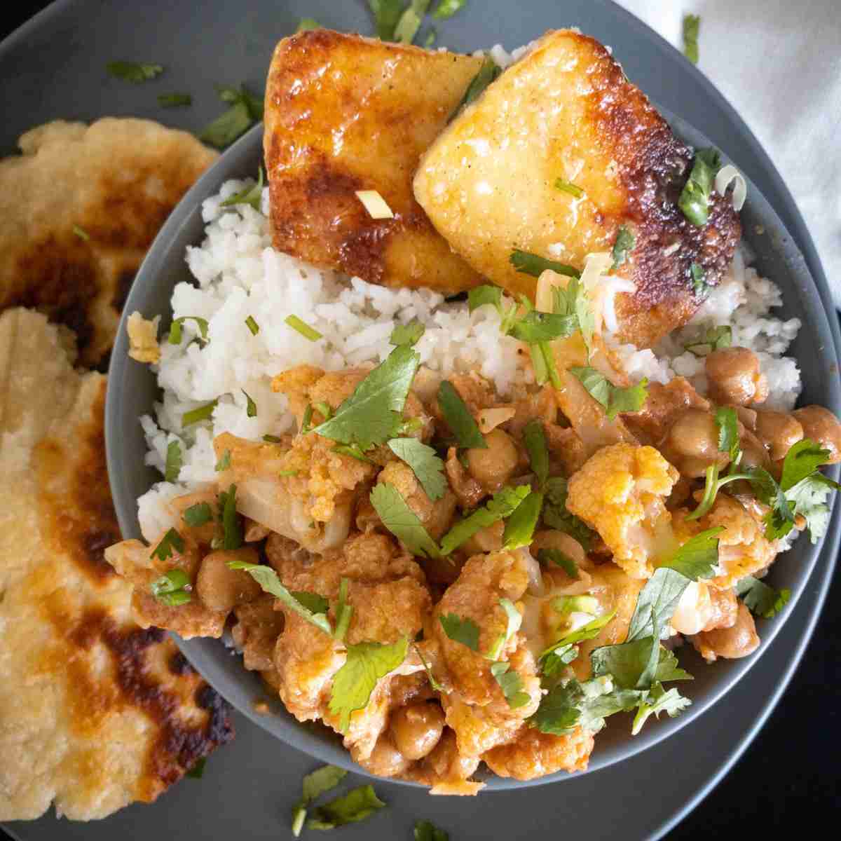 Crispy Spiced Paneer with Braised Chickpeas & Cauliflower - The Pypers ...