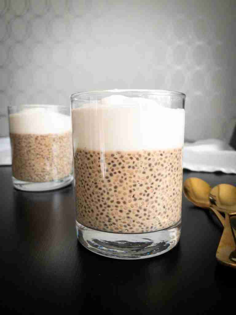 Bubble Tea Pudding with Chia and Salted Foam