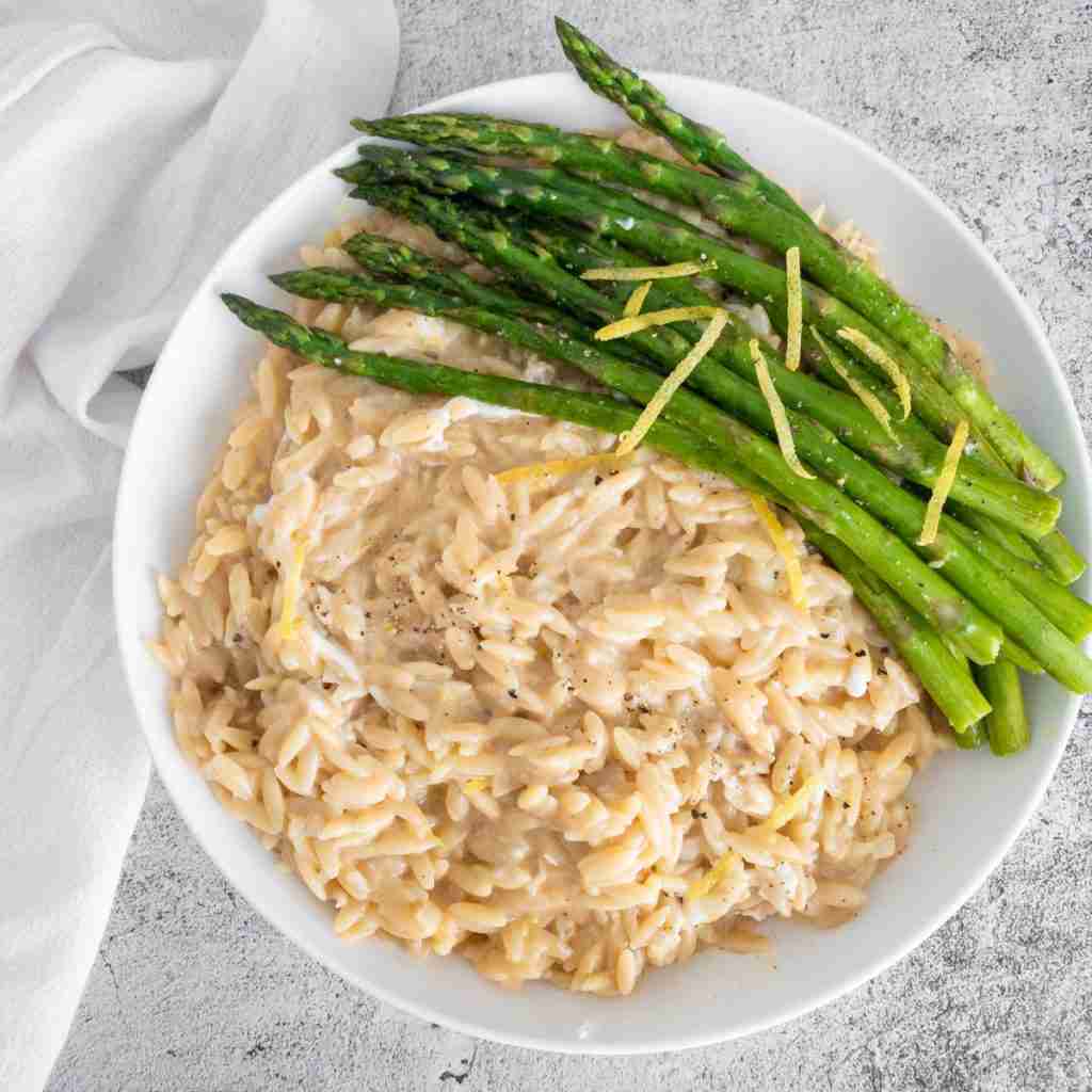Lemon Orzo with Asparagus and Goat Cheese [and Brown Butter]