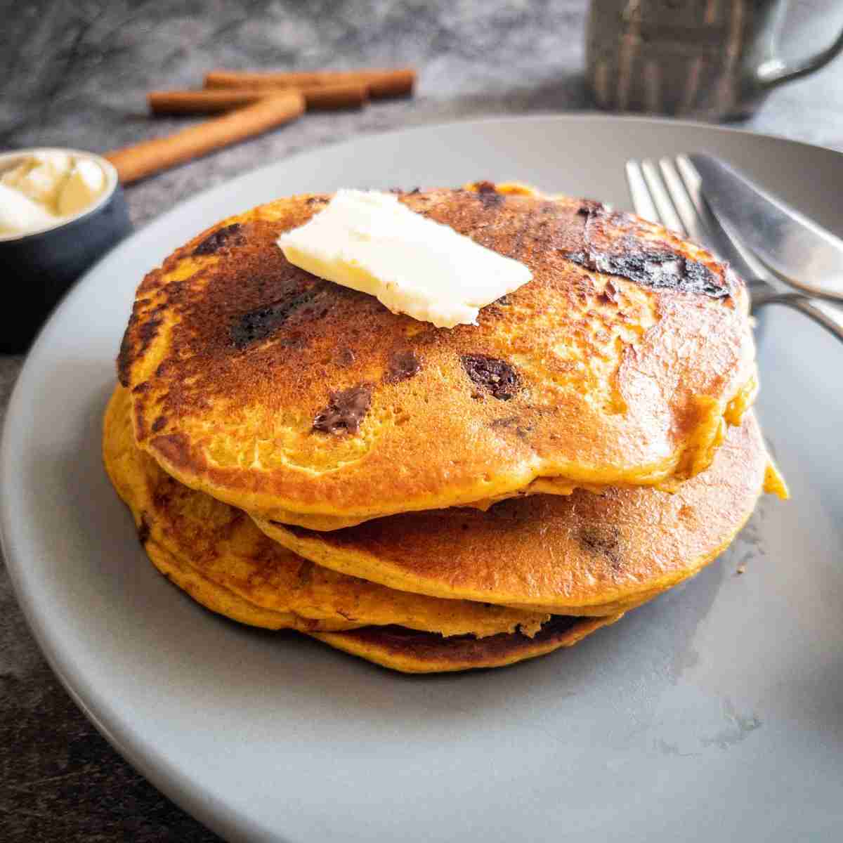 Pumpkin Cottage Cheese Pancakes With Chocolate Chips