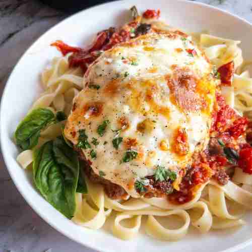 Cast Iron Chicken Parmesan - One Skillet. SO EASY.