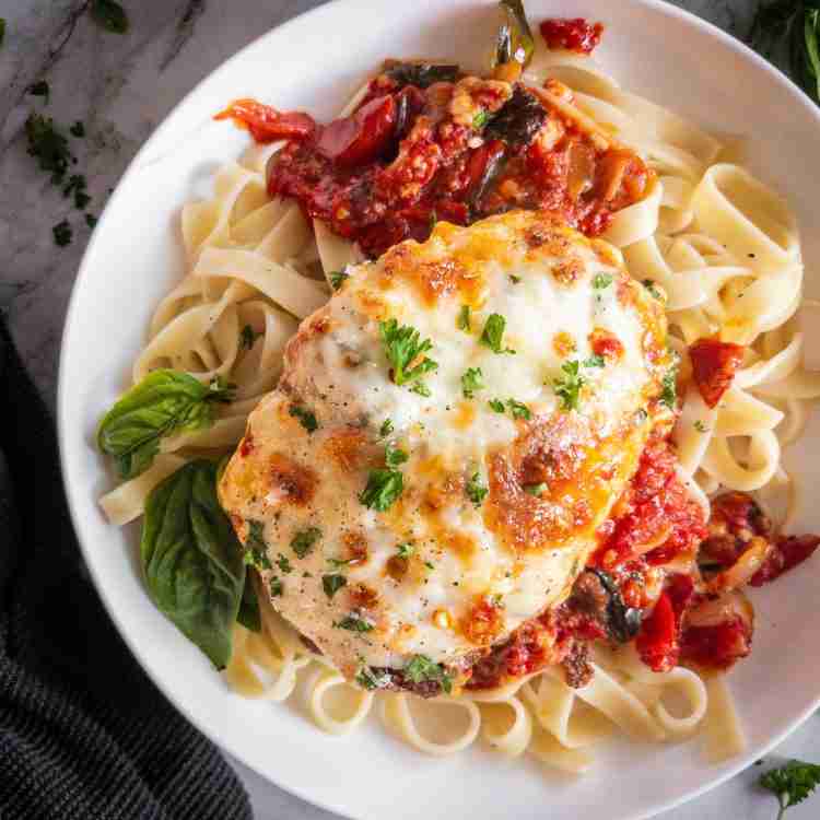 Cast Iron Chicken Parmesan - One Skillet. SO EASY.