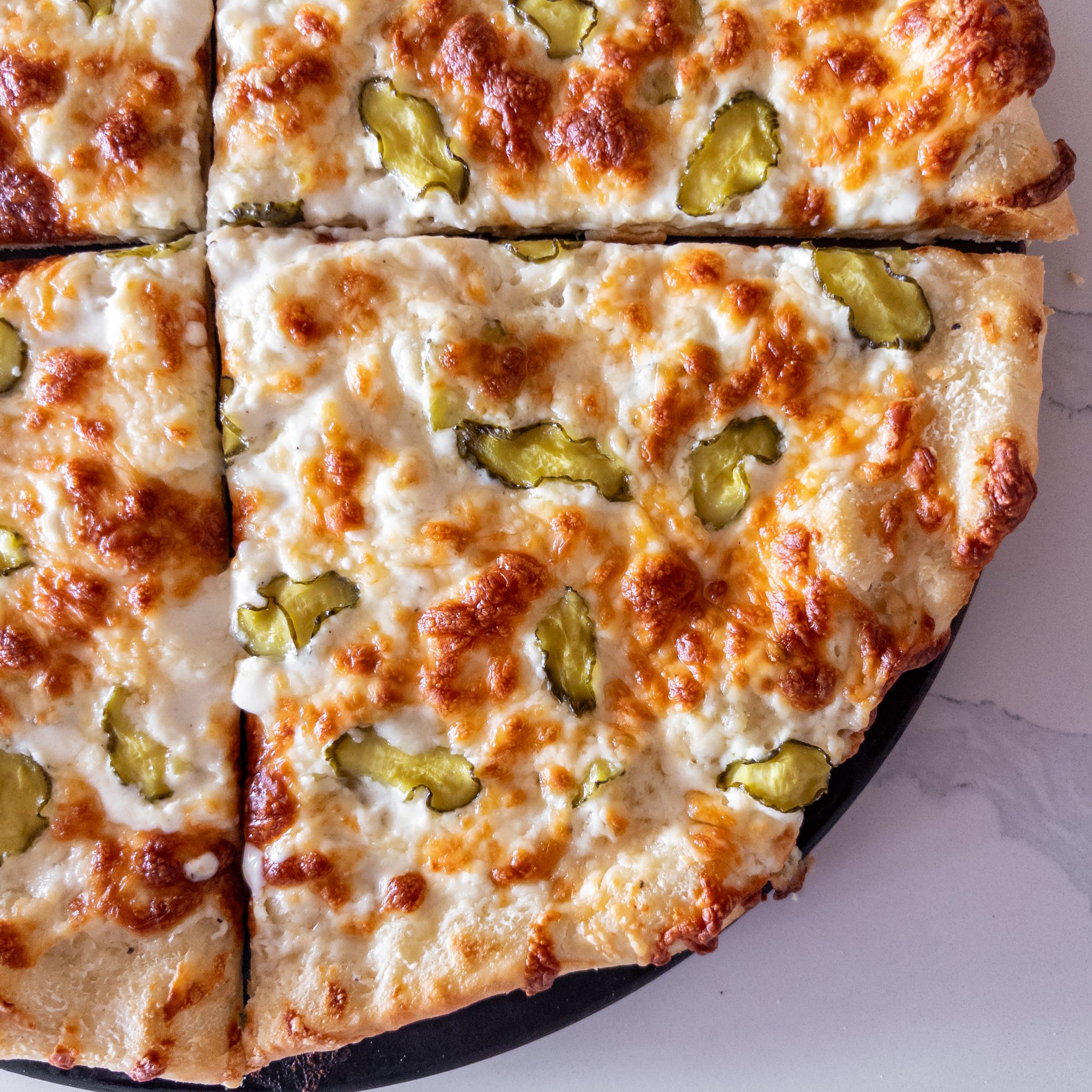 Dill Pickle Pizza - White Garlic Pizza Sauce.