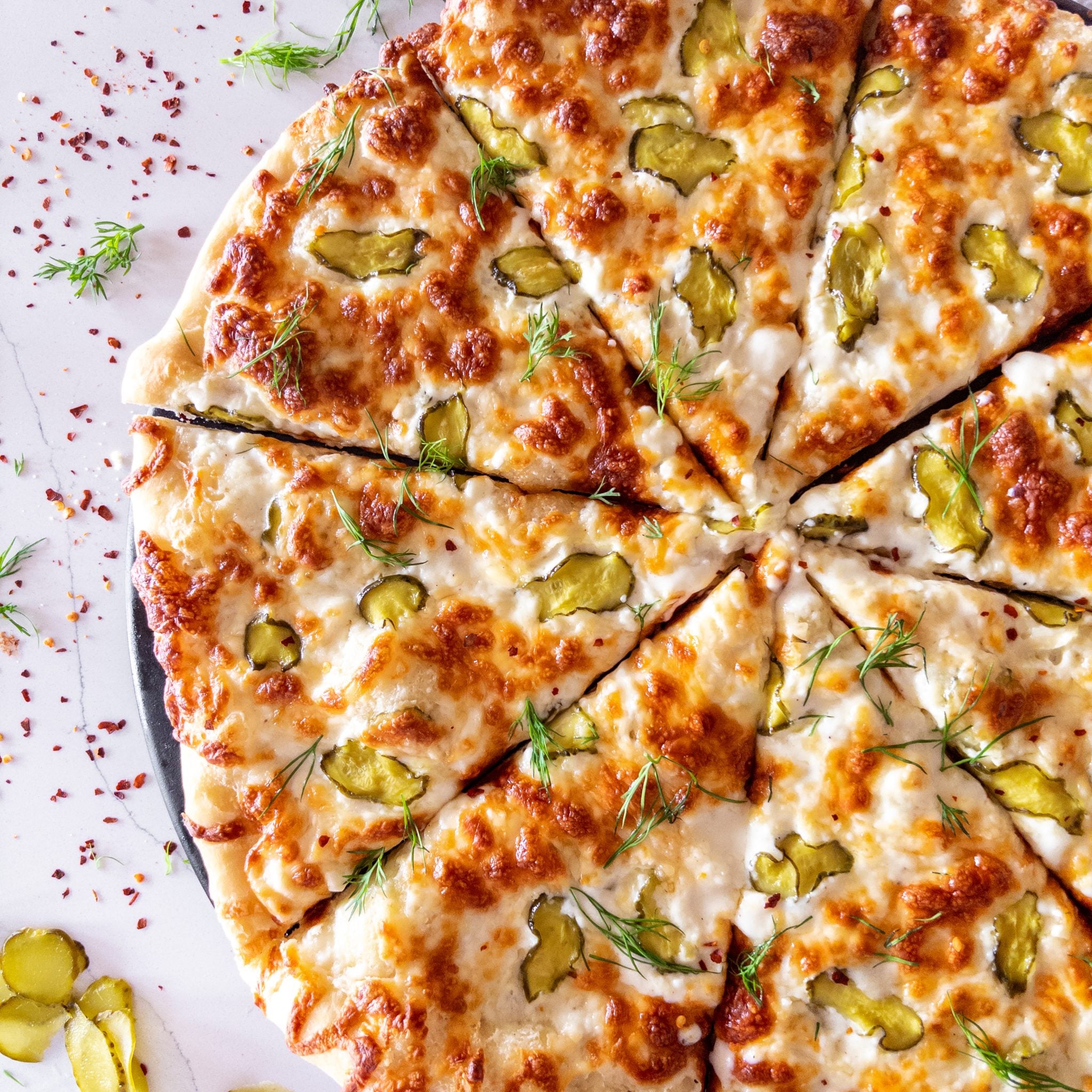 Dill Pickle Pizza - White Garlic Pizza Sauce.