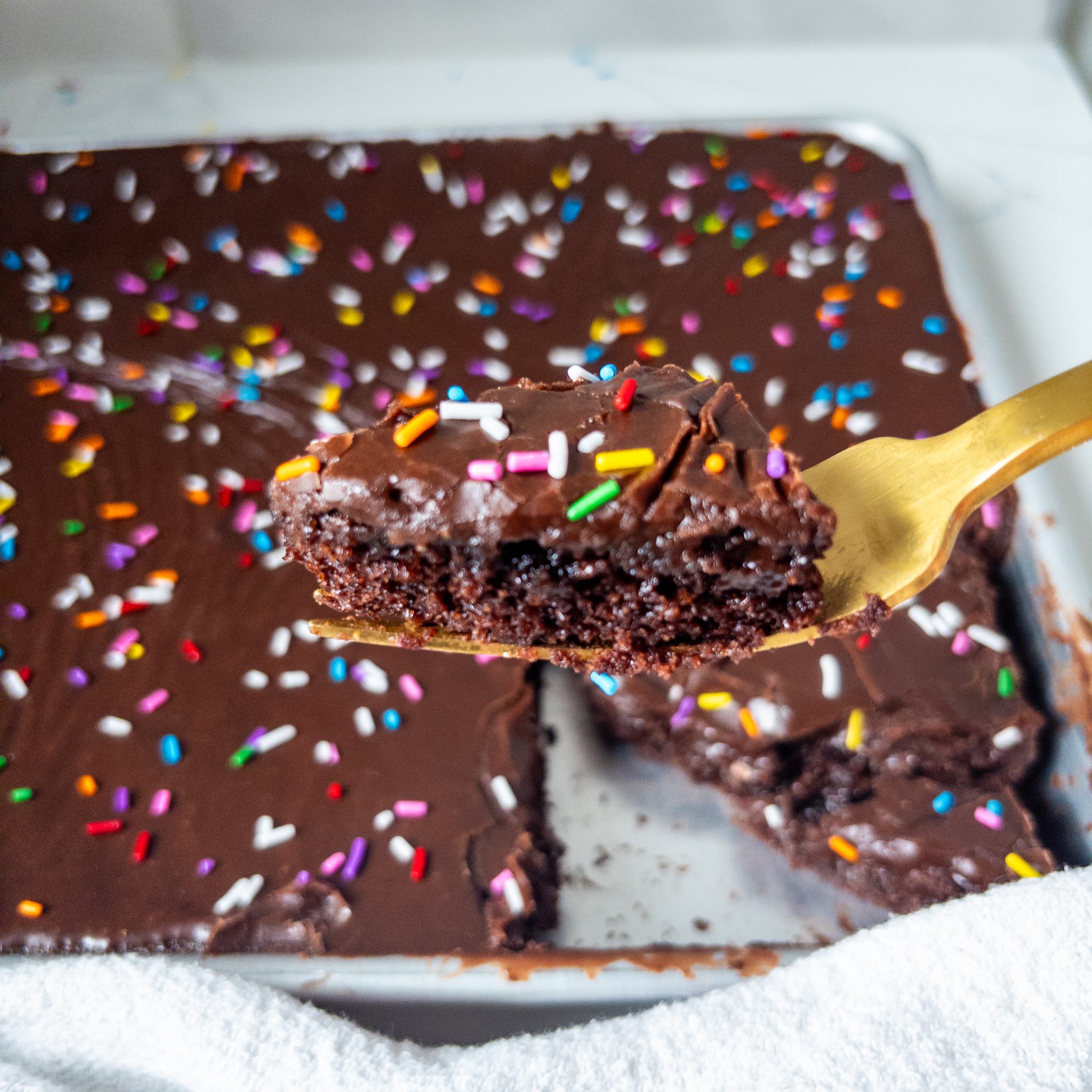 1/4 Sheet Cake - Chocolatey. Fudgy. Rich. Crazy EASY.