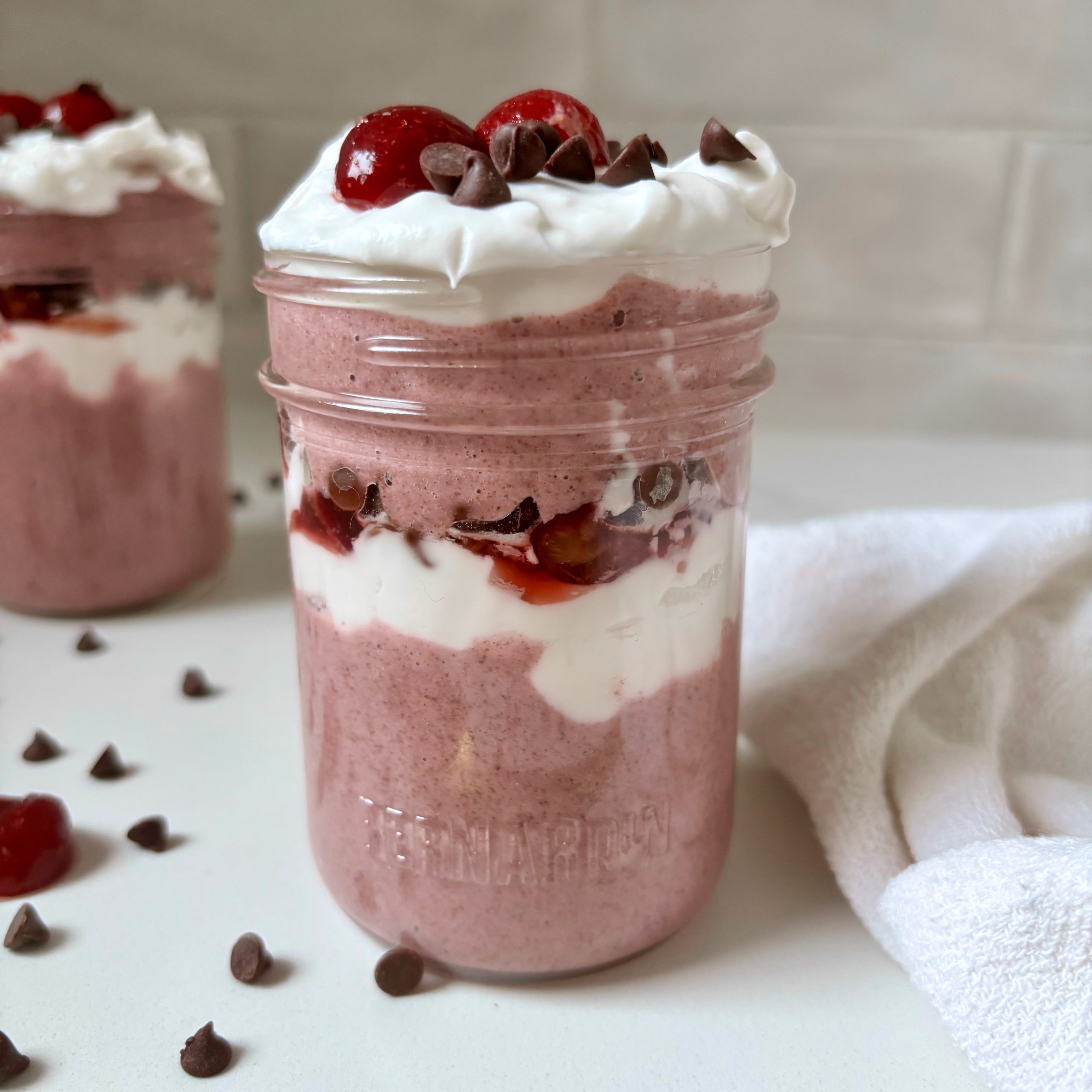 Cherry Chip Blended Chia Pudding Parfaits