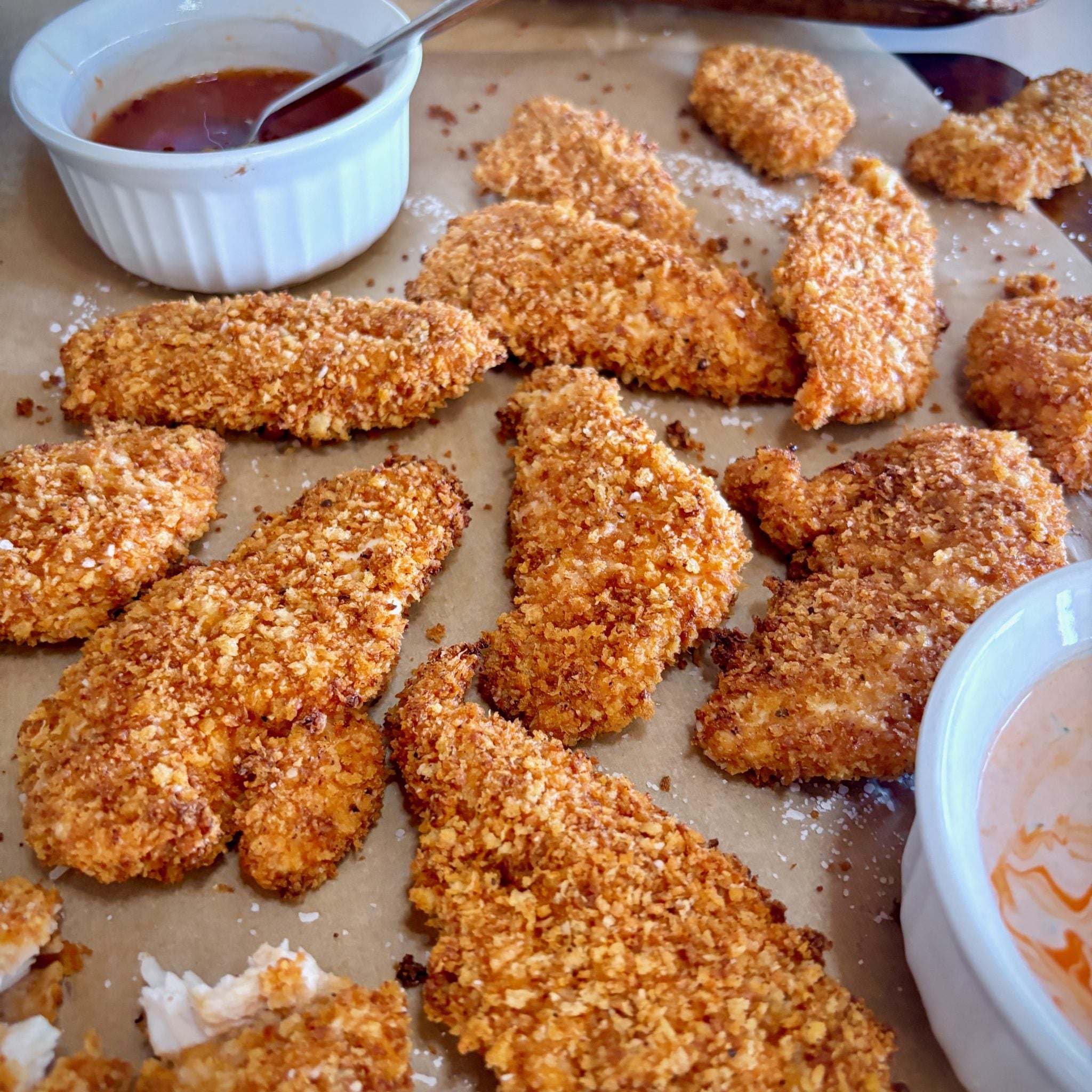 Crispy, Spicy Chicken Tenders - Baked. SUPER Crispy.